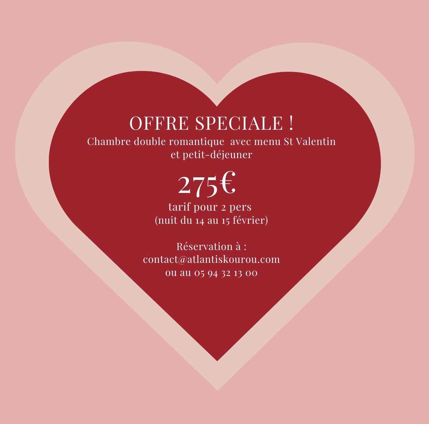 Soirée de St Valentin : notre offre spéciale chambre & menu